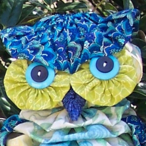 Yo-yo Owl PAPER PATTERN. Fabric Yo-yos. Fun. Whimsical. Gift. - Etsy
