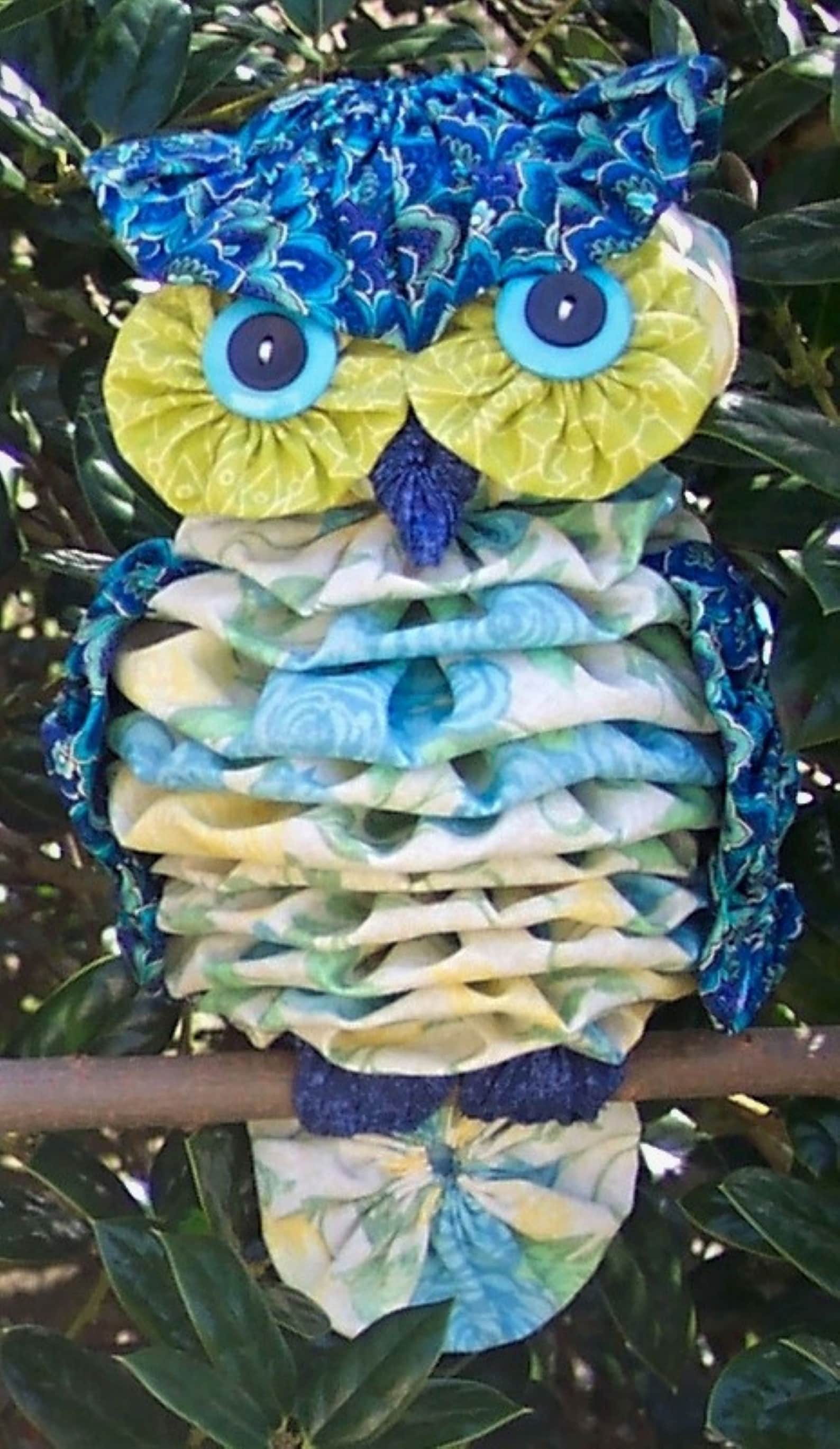 Yo-yo Owl PAPER PATTERN. Fabric Yo-yos. Fun. Whimsical. Gift. Nursery ...