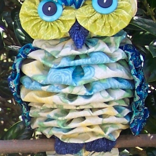 Yo-yo Owl PAPER PATTERN. Fabric Yo-yos. Fun. Whimsical. Gift. - Etsy