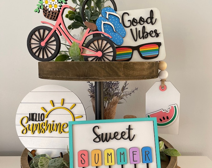 Summer Tier Tray Decor, Summer Decor, Summer Time, Hello Sunshine ...