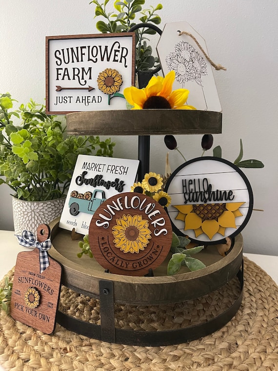 Sunflower Summer Tier Tray Set Sunflower Decor Farmhouse - Etsy