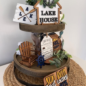 Lake Tier Tray Decor, Lake Decor, Summer Lake House, Mini Signs, Lake ...