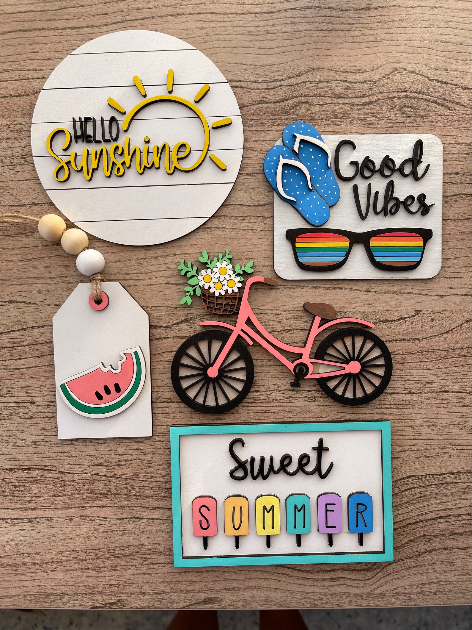 Summer Tier Tray Decor Summer Decor Summer Time Hello - Etsy