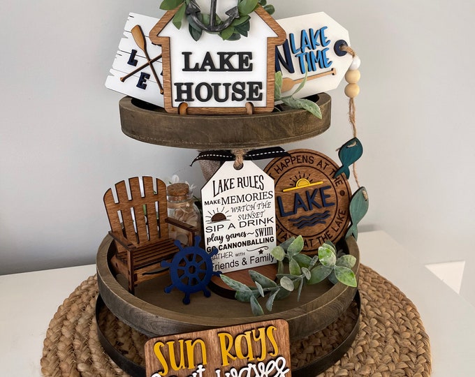 Lake Tier Tray Decor, Lake Decor, Summer Lake House, Mini Signs, Lake ...