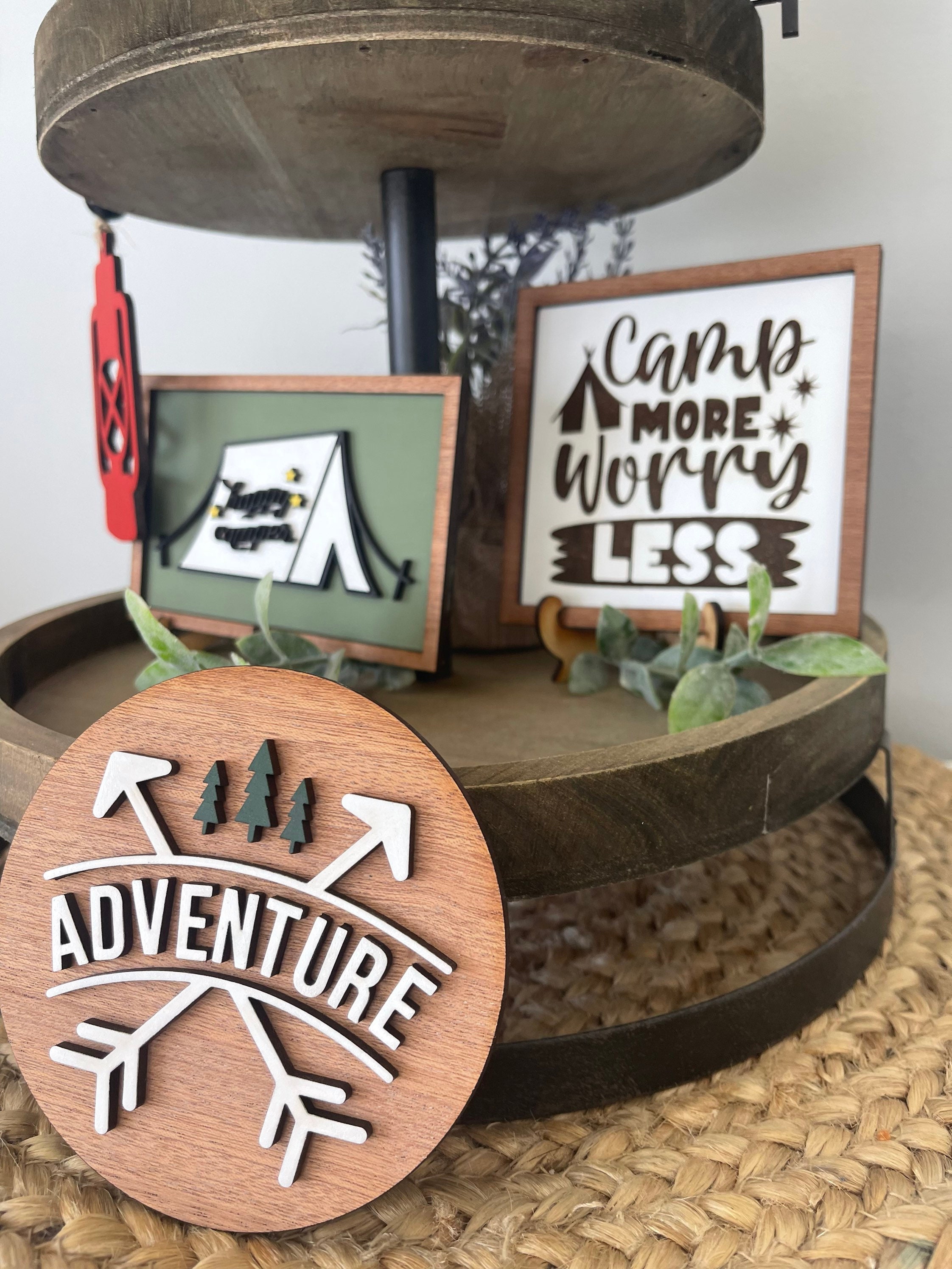 Camping Tier Tray Decor, Camping Decor, Summer Decor, Mini Signs, Camp ...