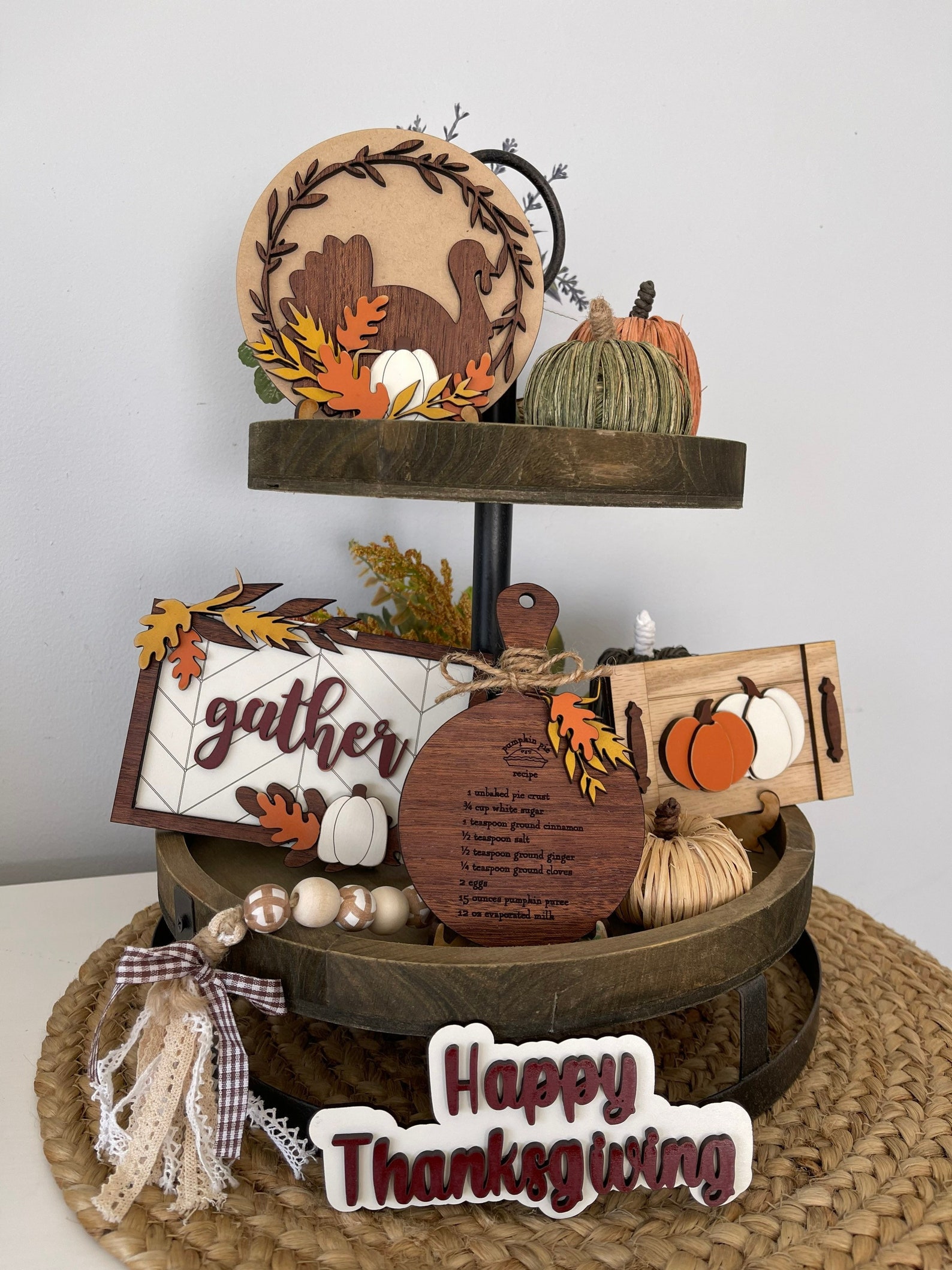 Thanksgiving Tier Tray Decor Fall Decor Turkey Tier Tray - Etsy