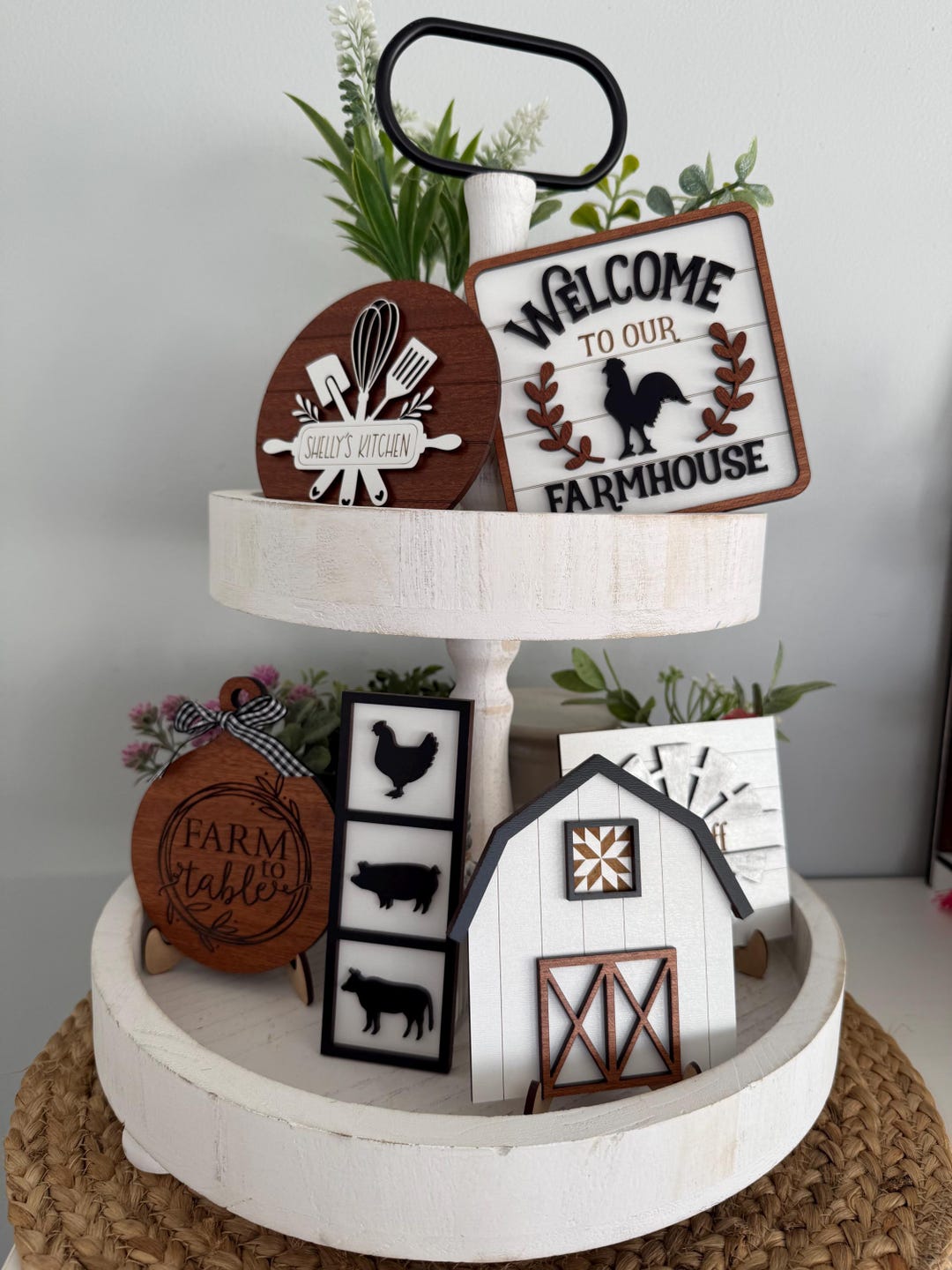 Farmhouse Tier Tray, Tier Tray Decor, Personalized Signs, Farmhouse ...