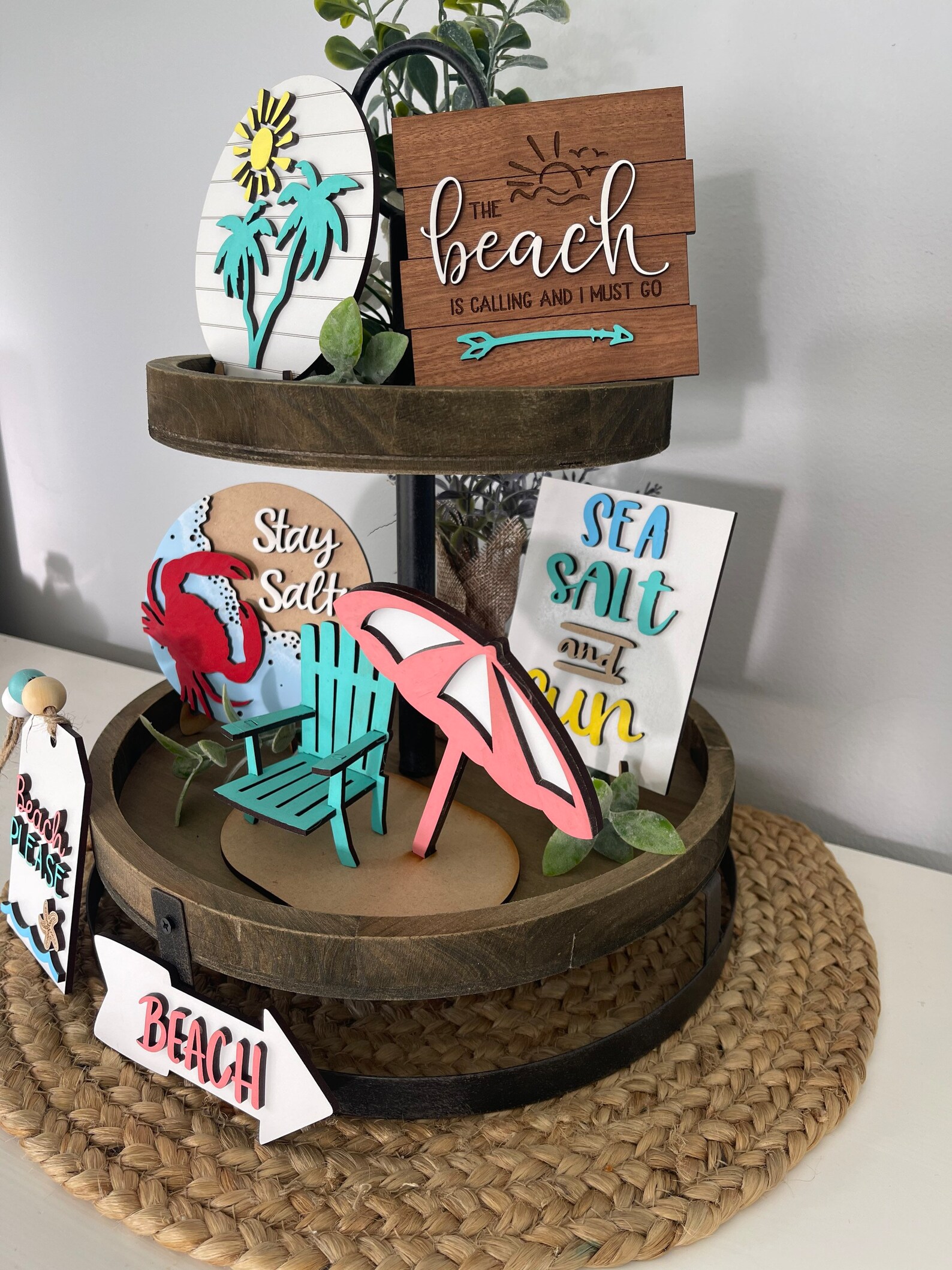 Summer Beach Tier Tray Decor, Beach Decor, Beach Please, Stay Salty ...
