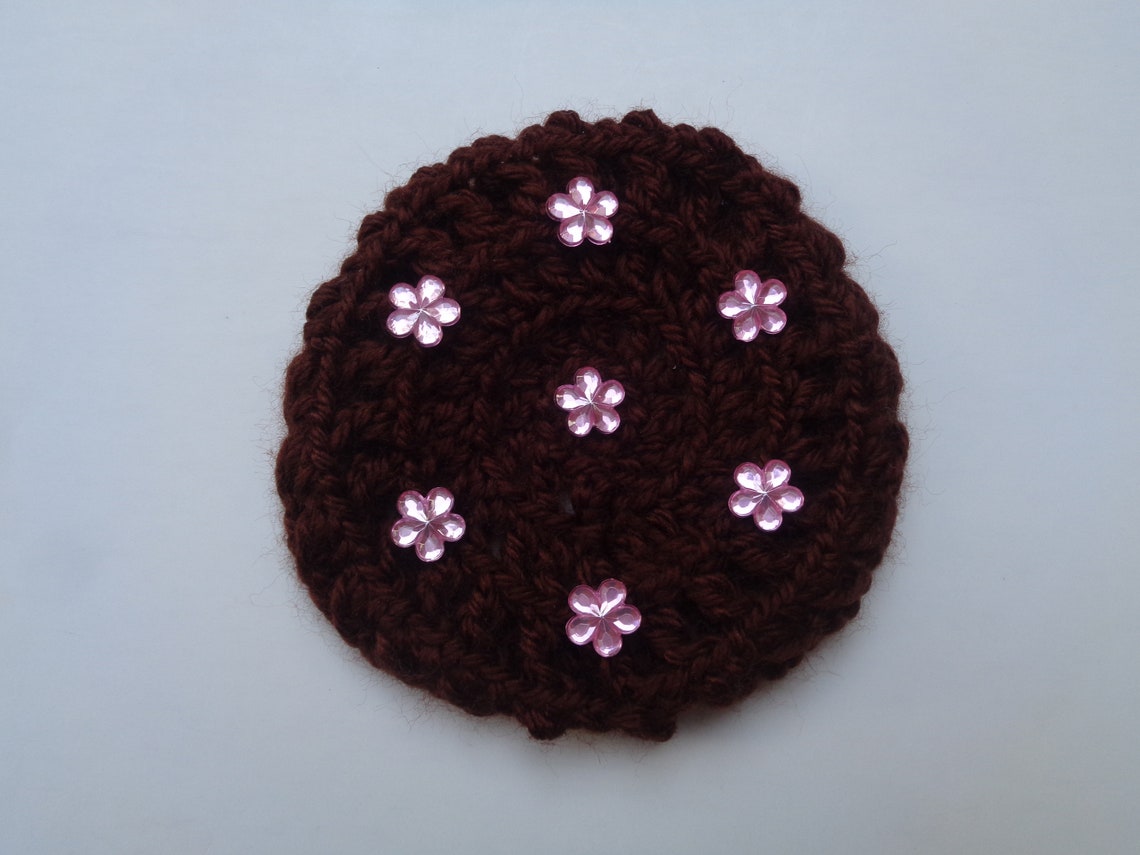 X-small Bun Cover With Pink Flower Rhinestones Many Colors - Etsy