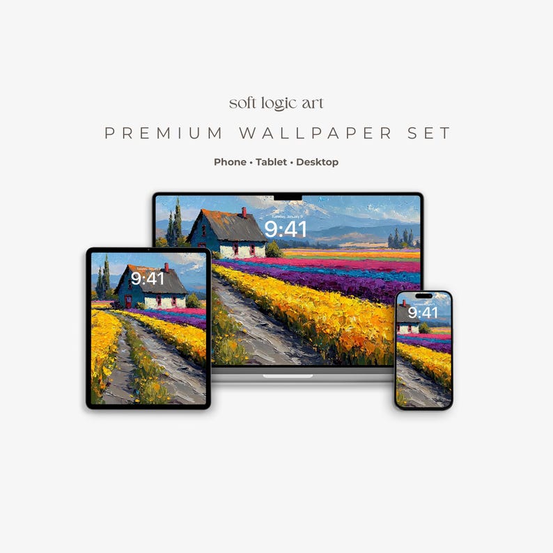Colorful Cottage Wallpaper Set, iPhone iPad Desktop Backgrounds - Etsy UK