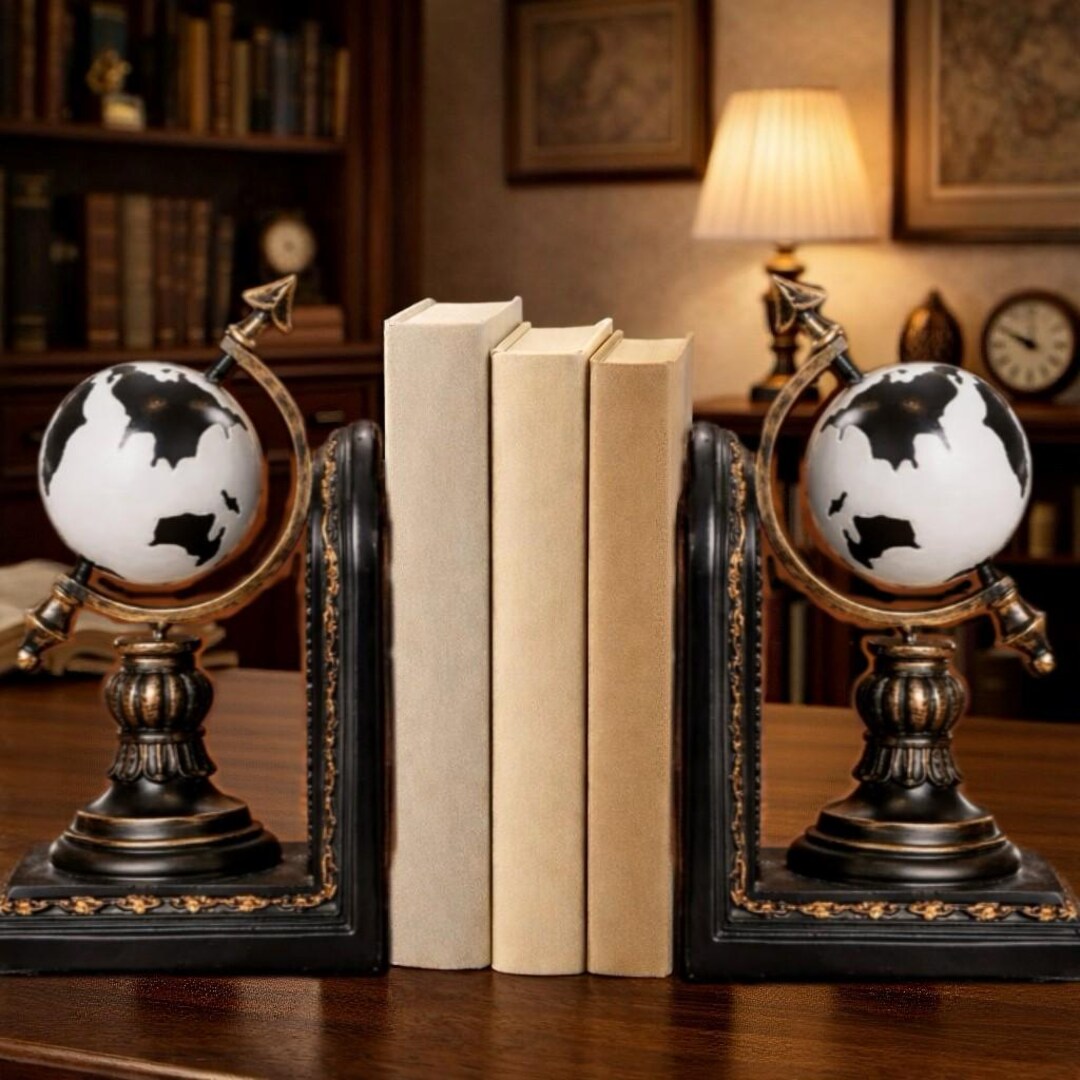 Vintage Globe Bookends Personalized Engraved Desk Decor Classic Study ...
