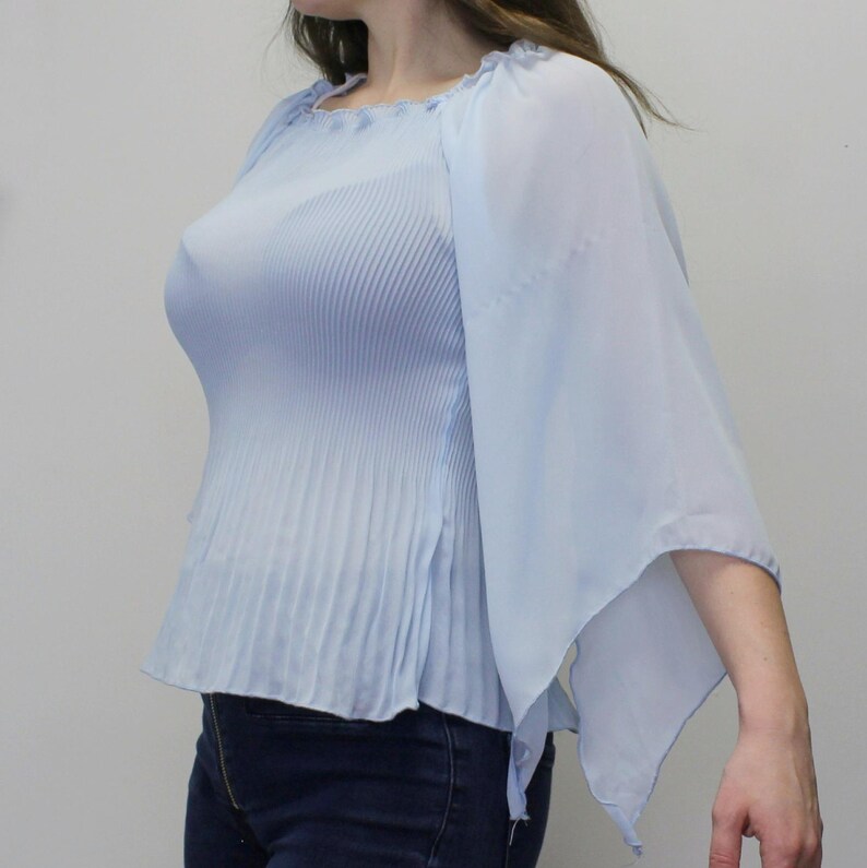 Vintage 90s Sheer Angelic Fairycore Split Bell Sleeve Top With Ruffled ...