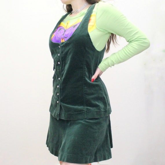 Vintage 70s Outfit Set! Emerald Green Matching velvet… - Gem