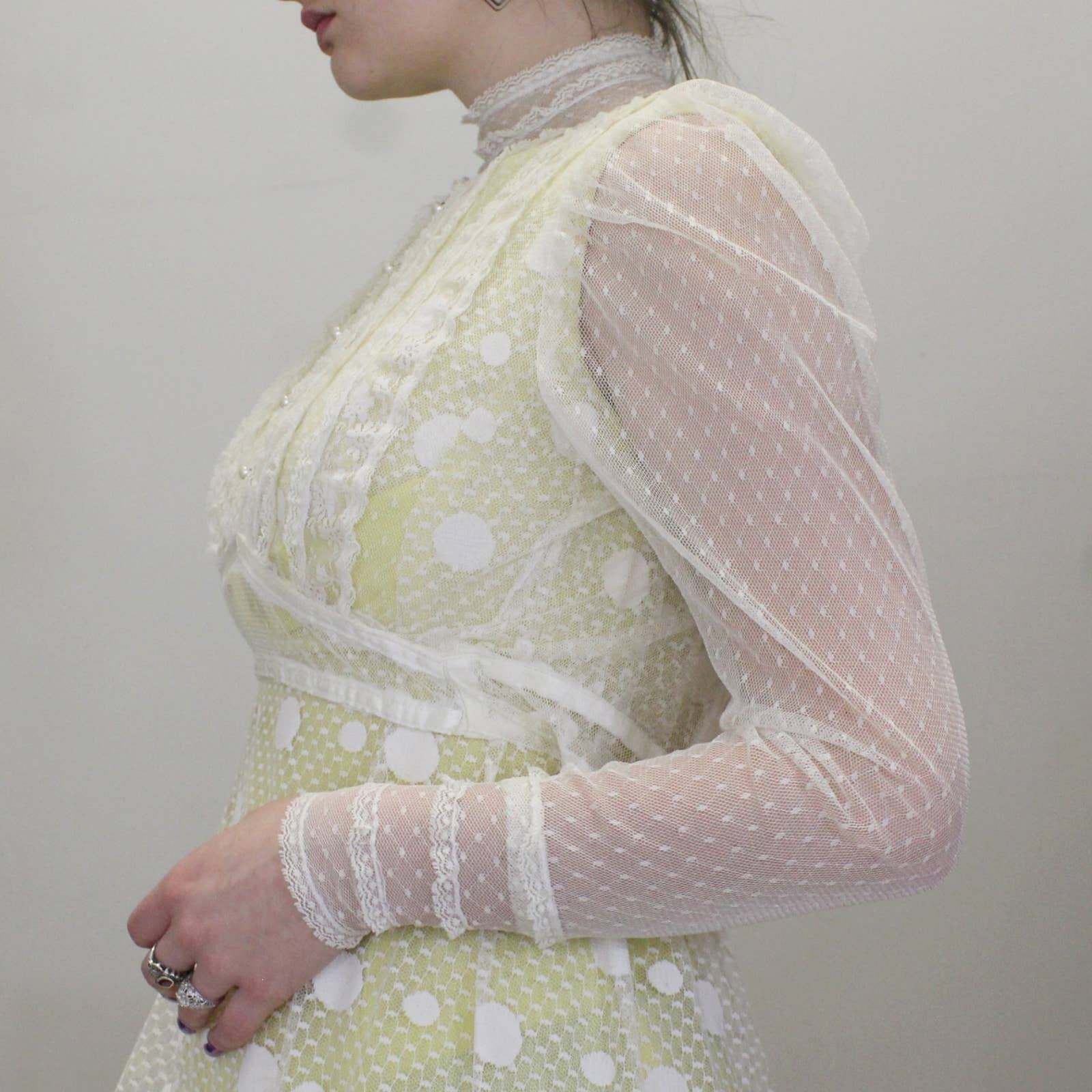 Vintage 80s Edwardian Style Sheer Lace Top-edwardian Long Sleeve Lace ...