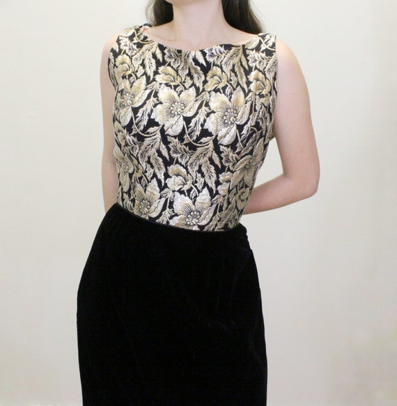 vintage brocade dress gold - Gem