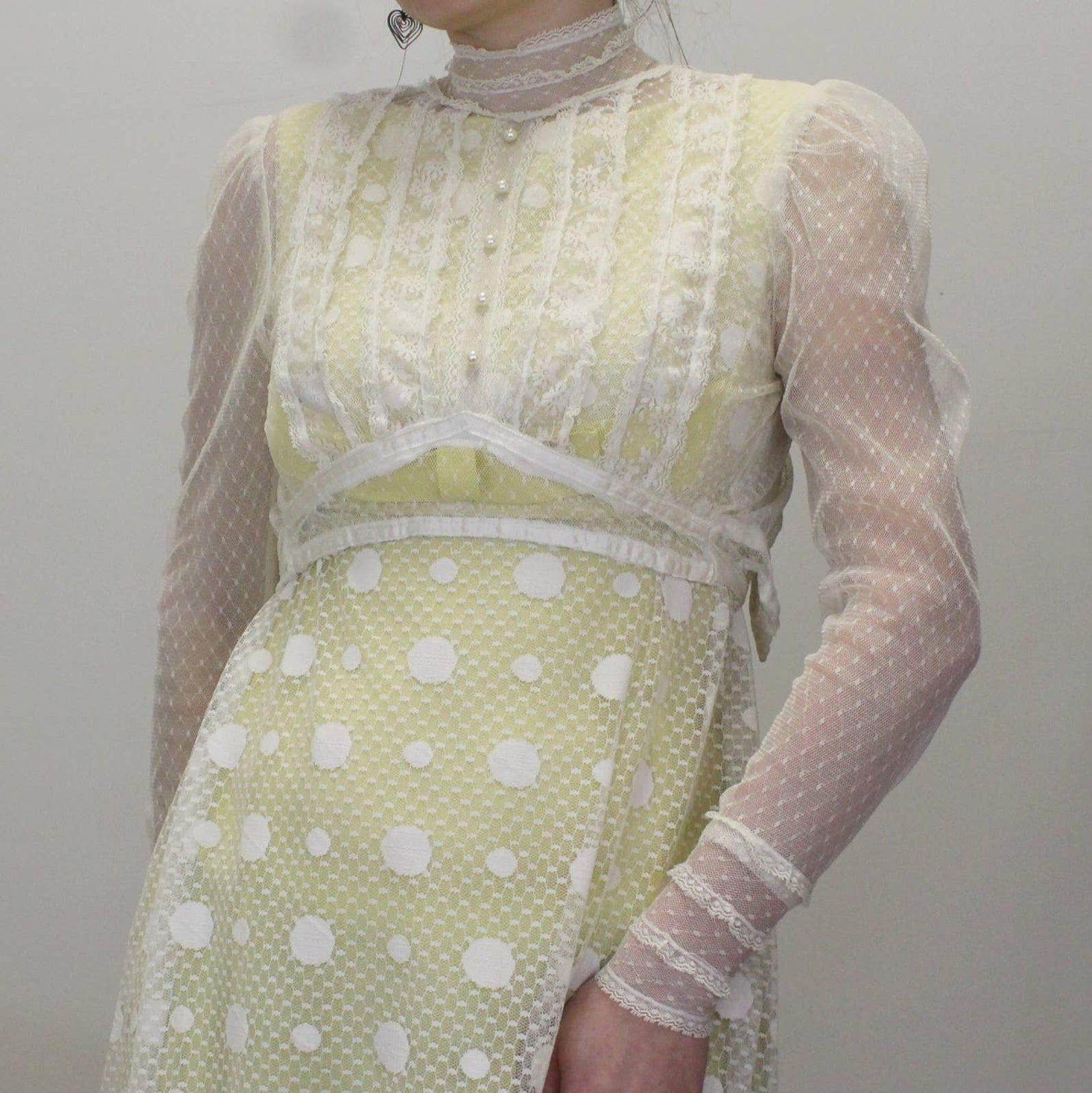 Vintage 80s Edwardian Style Sheer Lace Top-edwardian Long Sleeve Lace ...