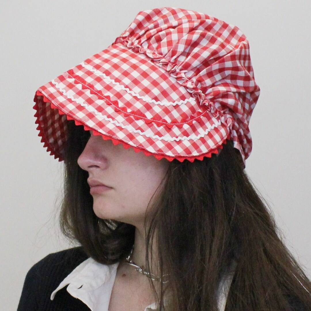 Vintage 70s Gingham Ric Rac Sun Bonnet - Etsy