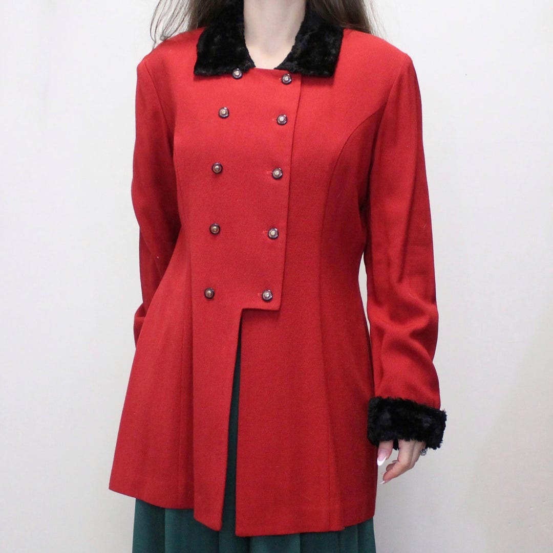 Vintage 80s Marching Band Style Jacket Red Long Coat by J.S.J. Petites ...