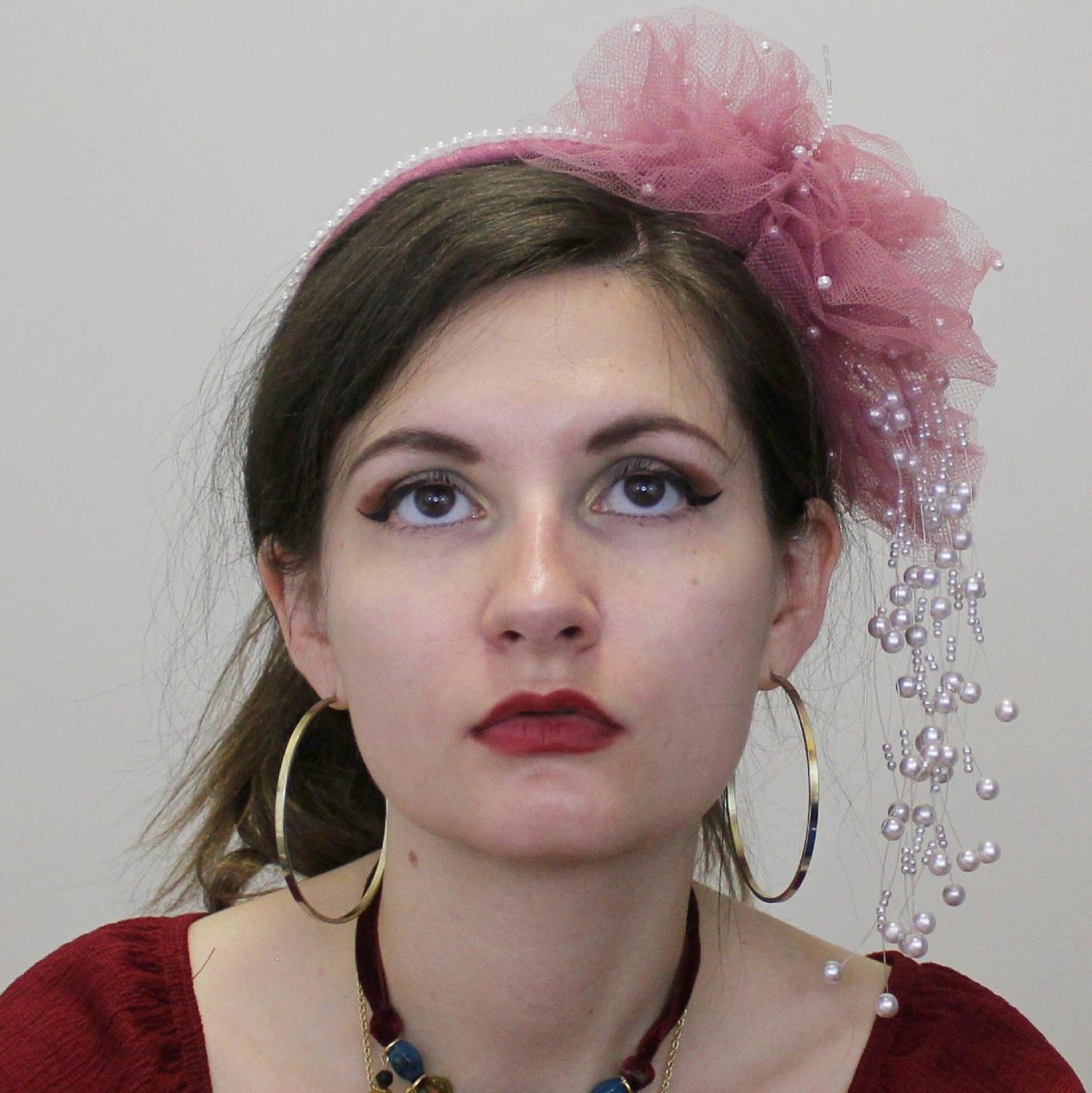 Vintage 80s Funky Headband Mauve Tulle Ruffle Headband With Dangling ...