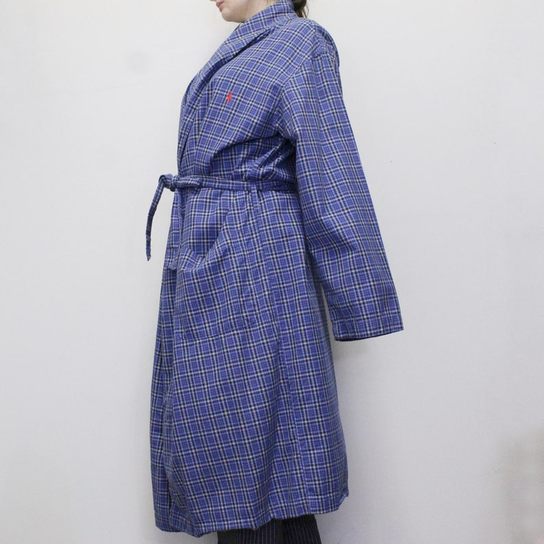 Vintage 90s Polo Ralph Lauren Sleepwear Plaid Flannel Robe POLO Blue ...