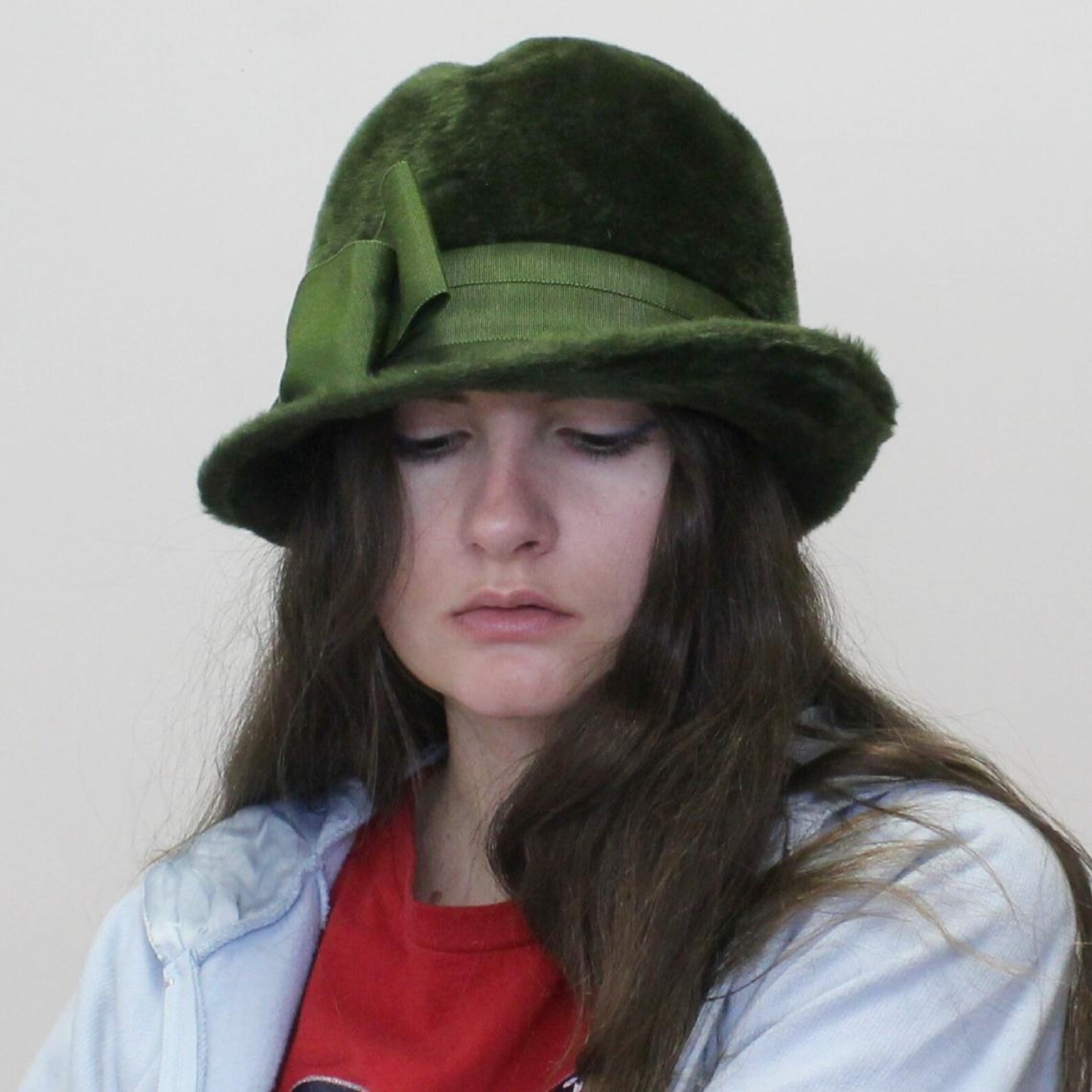 Vintage 60s Swagger Hat Green Faux Fur Bow Hat by Martelle- Green Faux ...