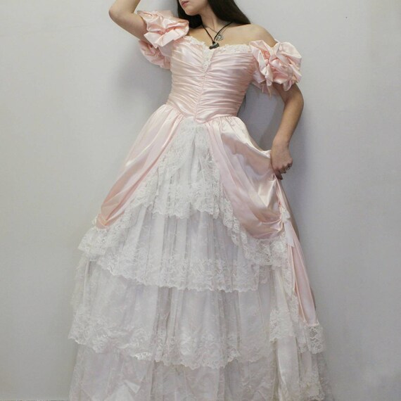 Vintage 80s Princess Prom Dress Southern Belle Victor… - Gem