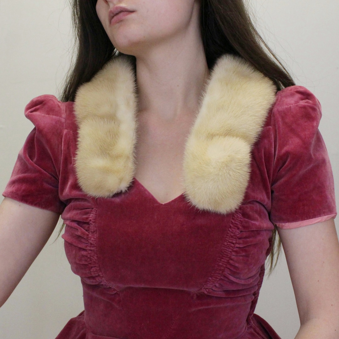 Vintage 60s Fur Clip on Collar White Fur Collar Clip Vintage - Etsy