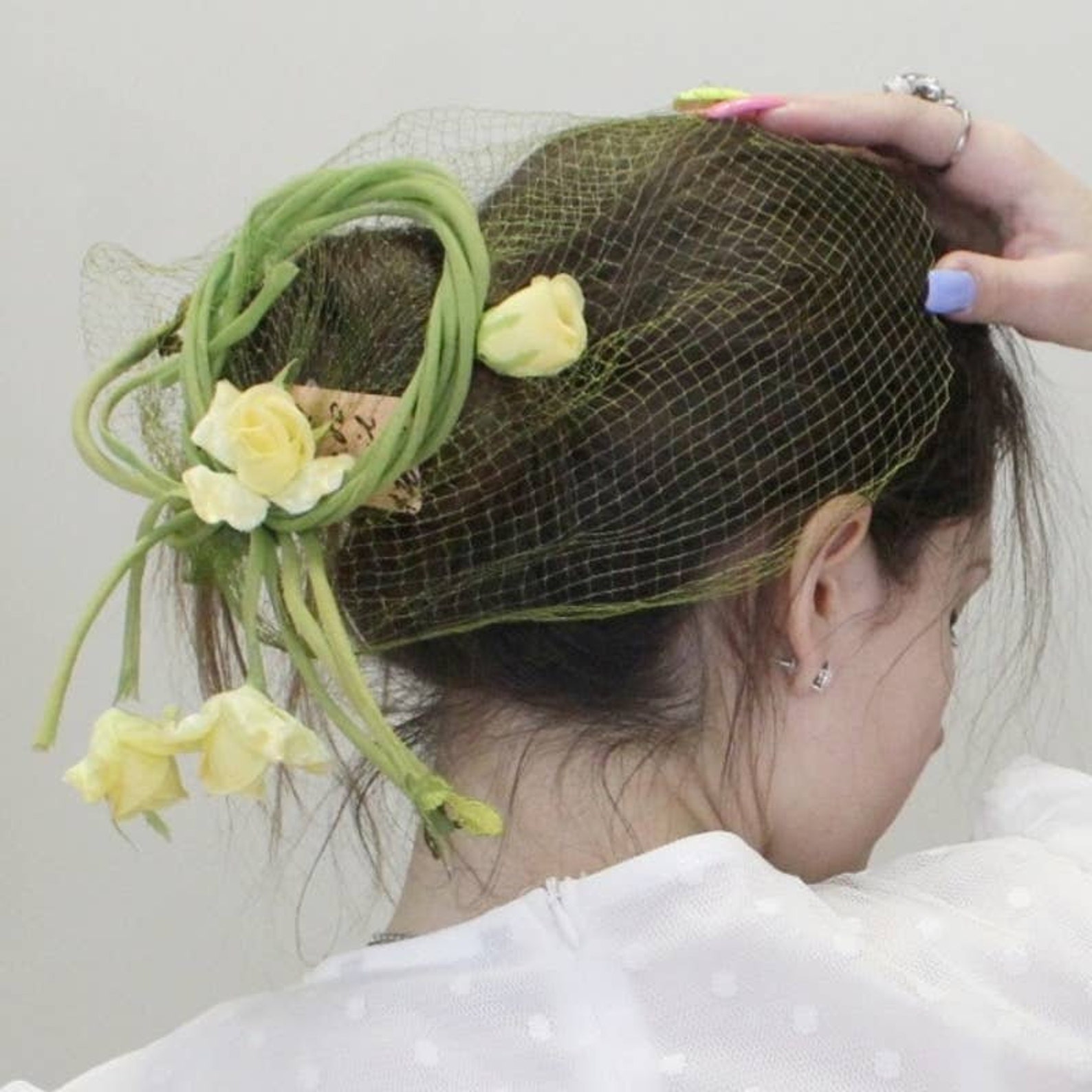 Vintage 60s Fairycore Floral Chignon Cap/whimsy Hair Accessory - Etsy