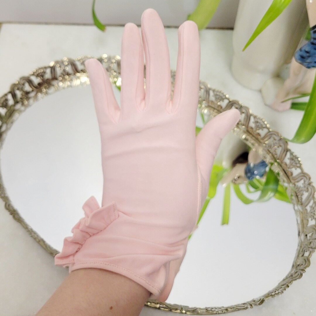 Vintage 60s Pink Gloves With Ruffle by Hansen - Etsy