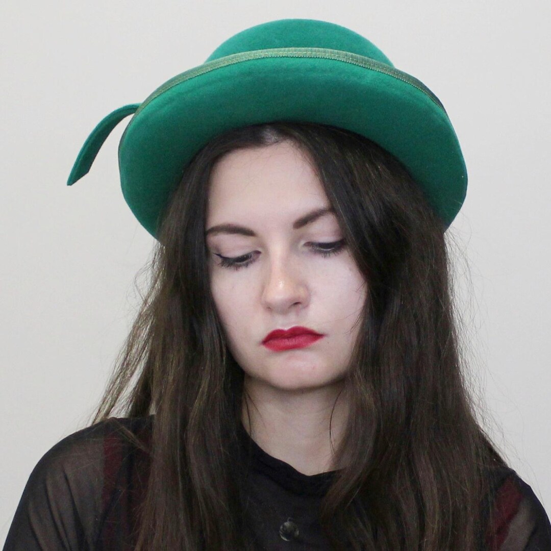 Vintage 60s Bowler/derby Hat Green Felt Hat by From Dachette's by Lilly ...