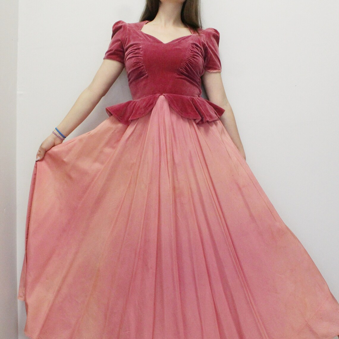 Vintage 30s/40s Pink Peplum Prom Dress Elegant Evening Gown - Etsy