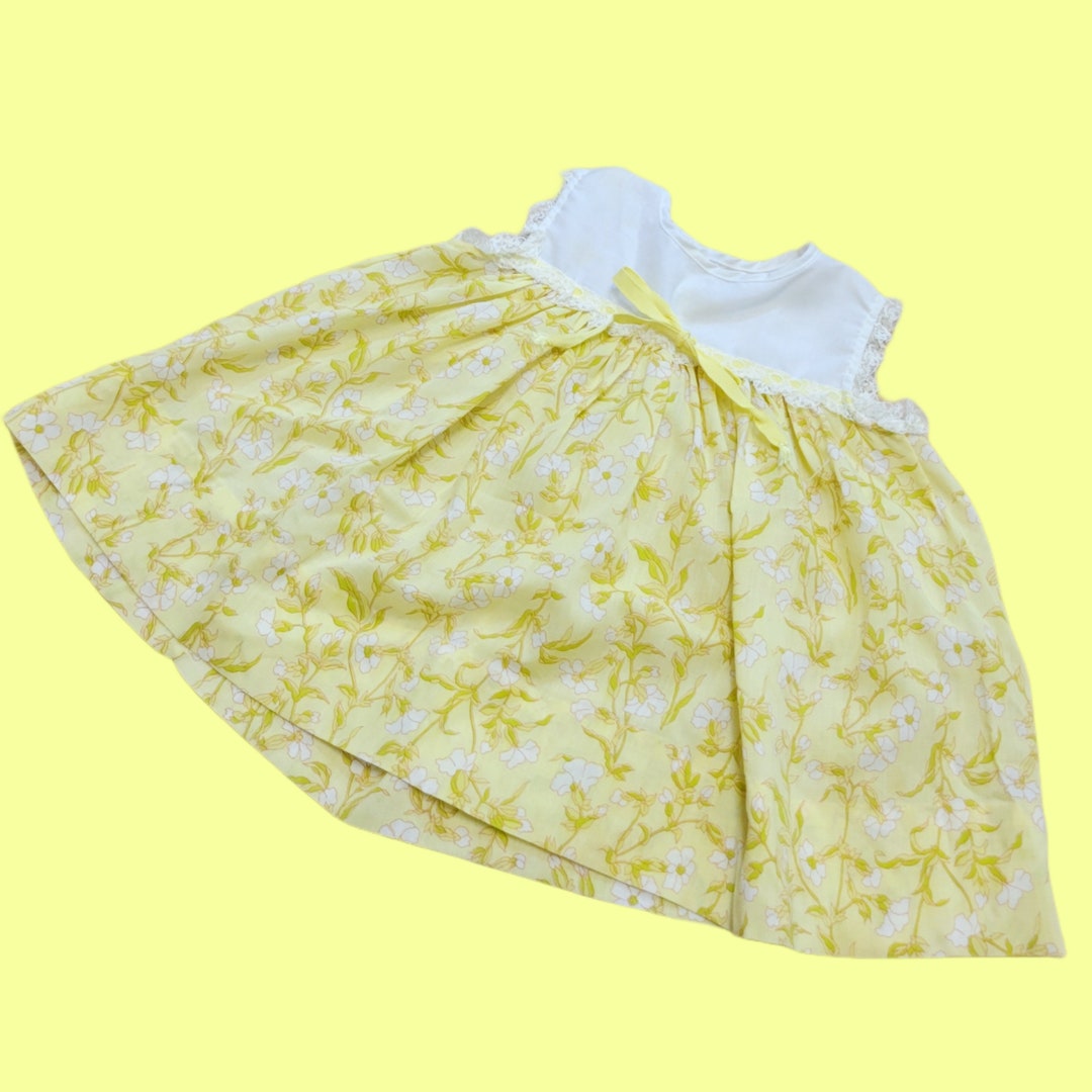 Vintage 70s Baby Dress! Yellow Adorable Floral Babydoll by Nannette* - Etsy