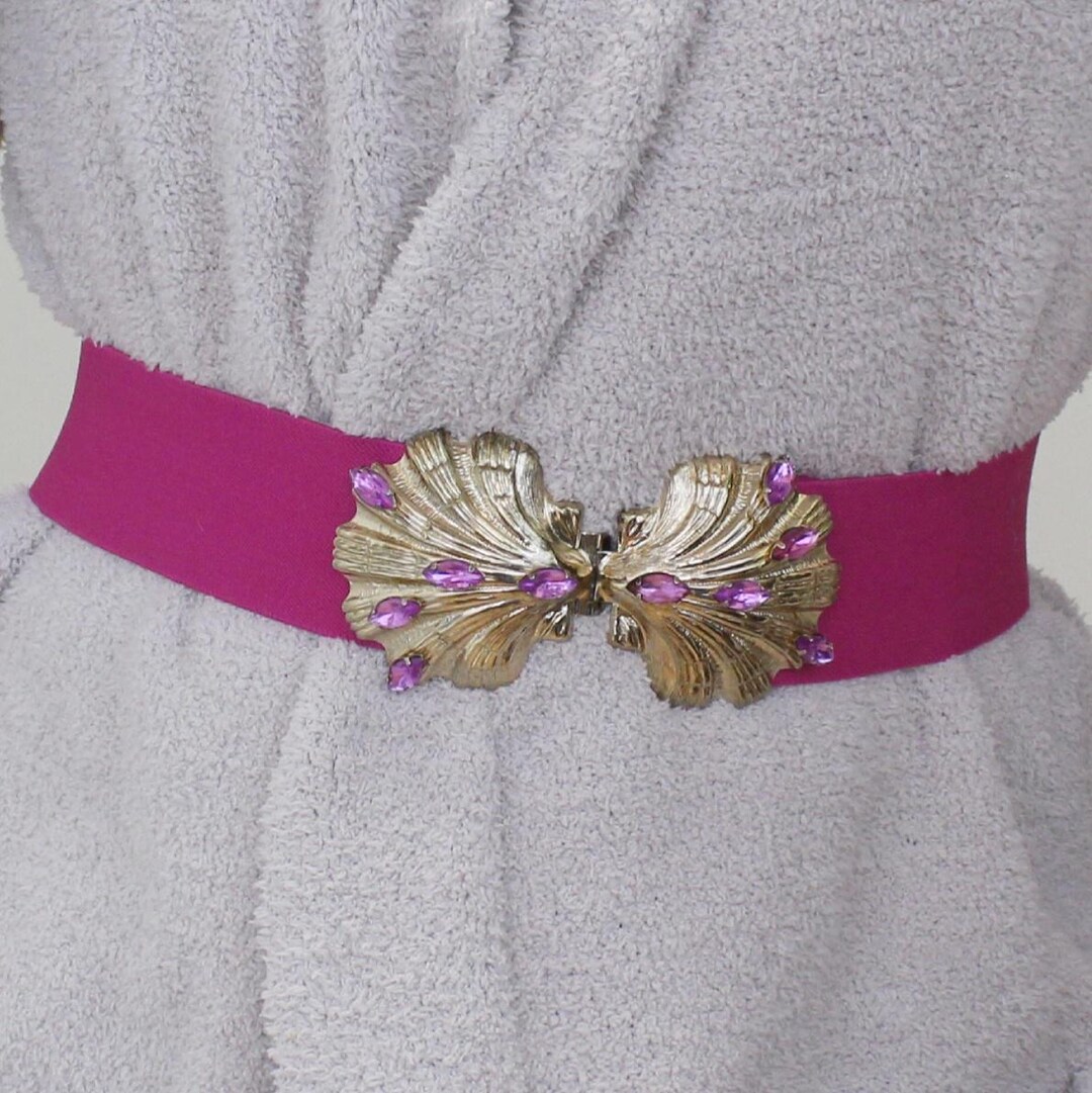 Vintage 80s Seashell Belt Hot Pink Wide Stretchy Waist Belt With ...