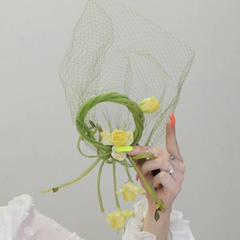 Vintage 60s Fairycore Floral Chignon Cap/whimsy Hair Accessory - Etsy