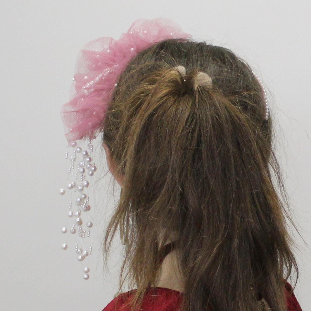 Vintage 80s Funky Headband Mauve Tulle Ruffle Headband With Dangling ...