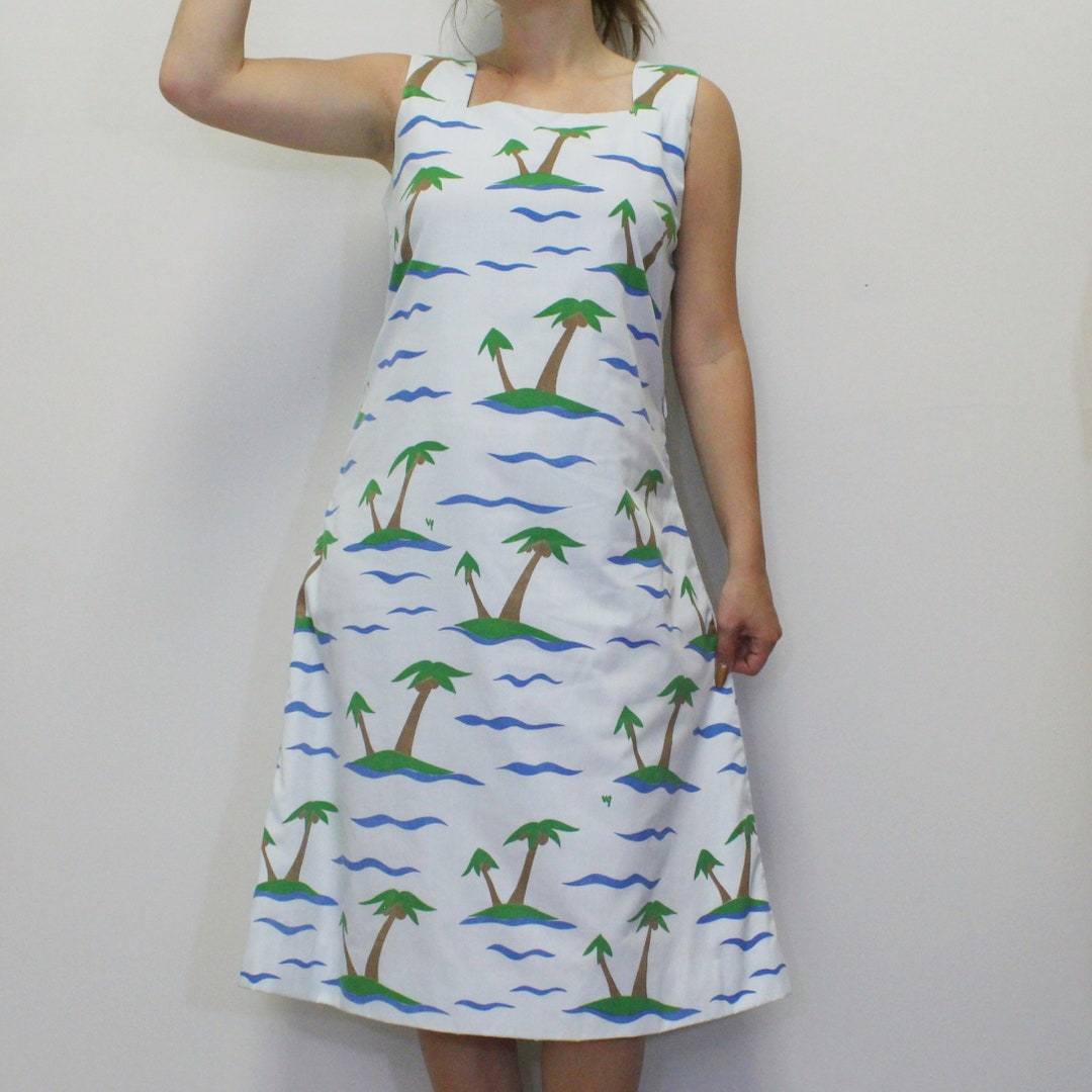 Vintage 70s Palm Tree Midi Dress by the Vested Gentress - Etsy
