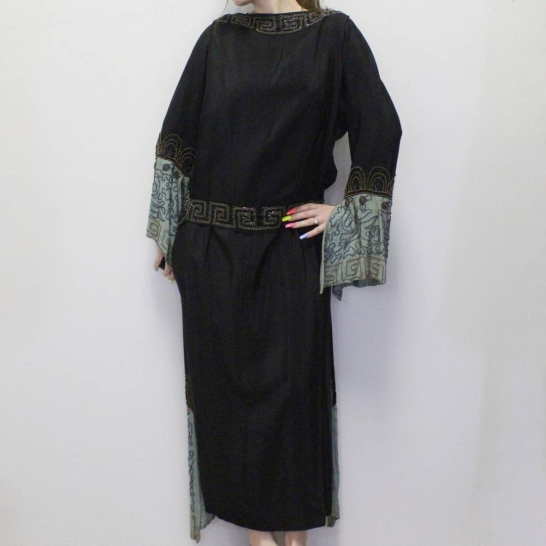 Vintage 20's 1920s Beaded Evening Gown Flapper Silk Chiffon Antique ...