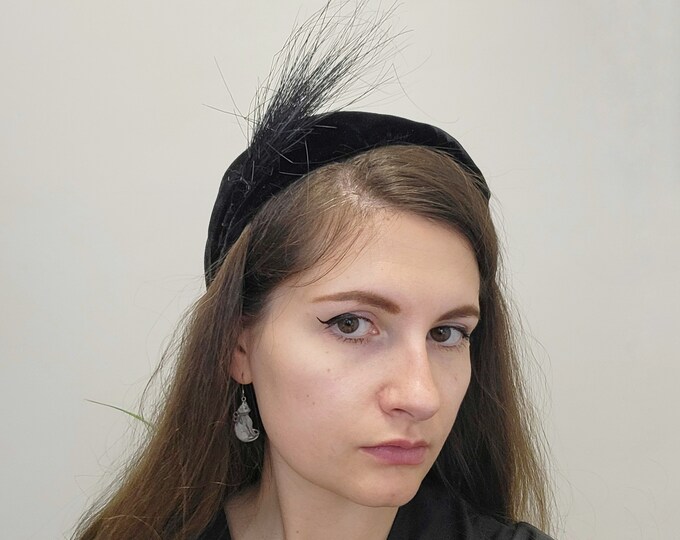 Vintage 50's Mini Hat Feather Asymmetrical Fascinator Juliette Cap ...