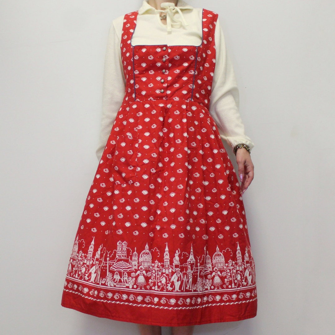 Vintage 60s Dirndl Dress German Barmaid Oktoberfest Dress Original ...
