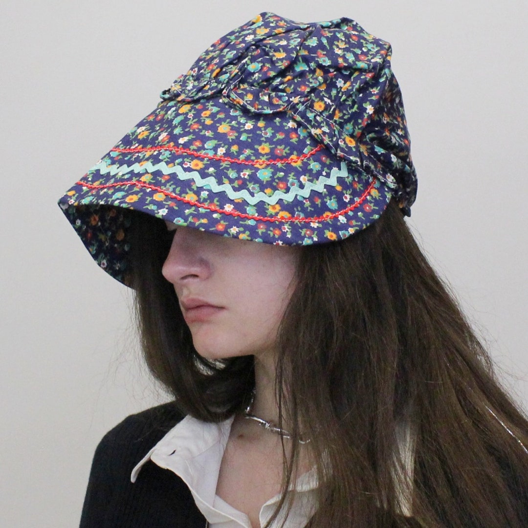 Vintage 70s Floral Ric Rac Sun Bonnet - Etsy