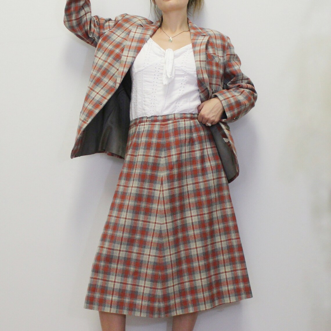 Vintage 60s Pendleton Plaid Skirt Suit Set Blazer and Matching Mini ...