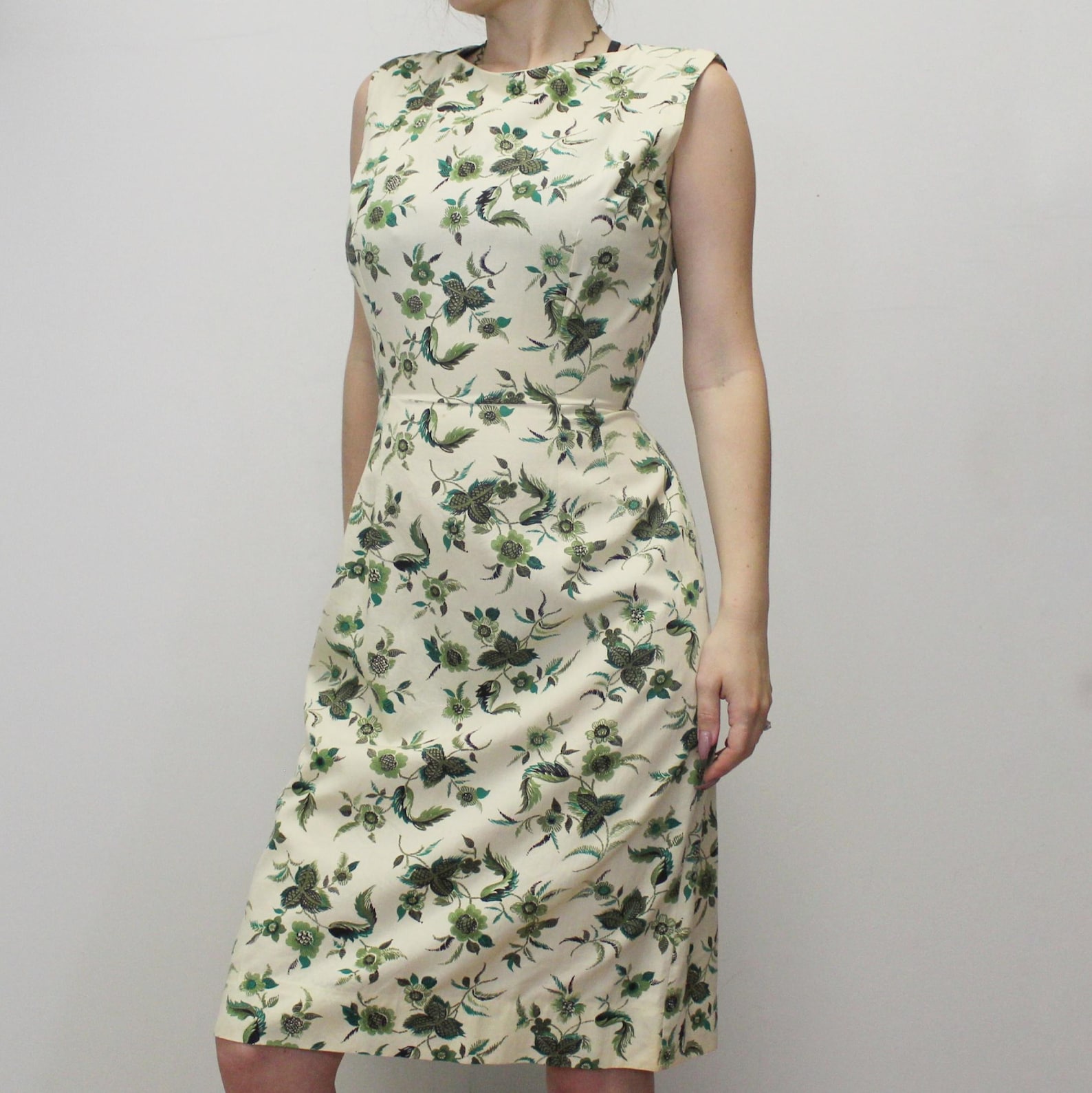 Vintage 60s Day Dress Floral Tapered Sleeveless Pencil Dress- Vintage ...