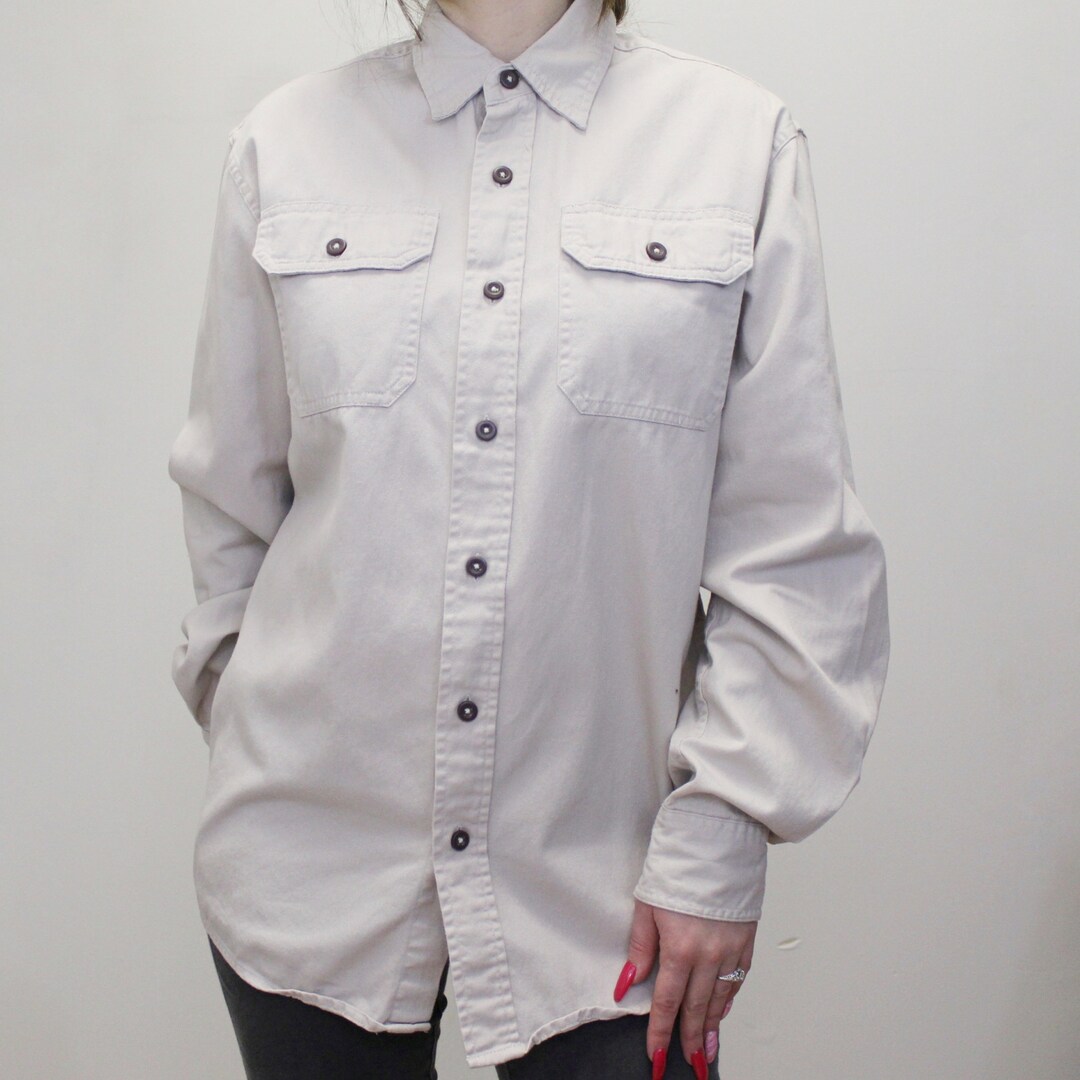 Vintage 90s Wrangler Authentics Heavy Twill Button up Khaki Color ...