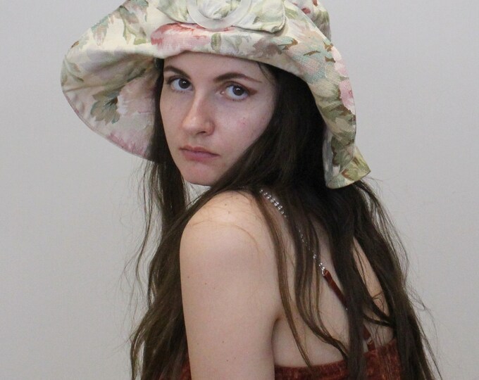 Vintage 80s Floppy Floral Hat With Buckle Detail Floppy Boho Bucket Hat ...