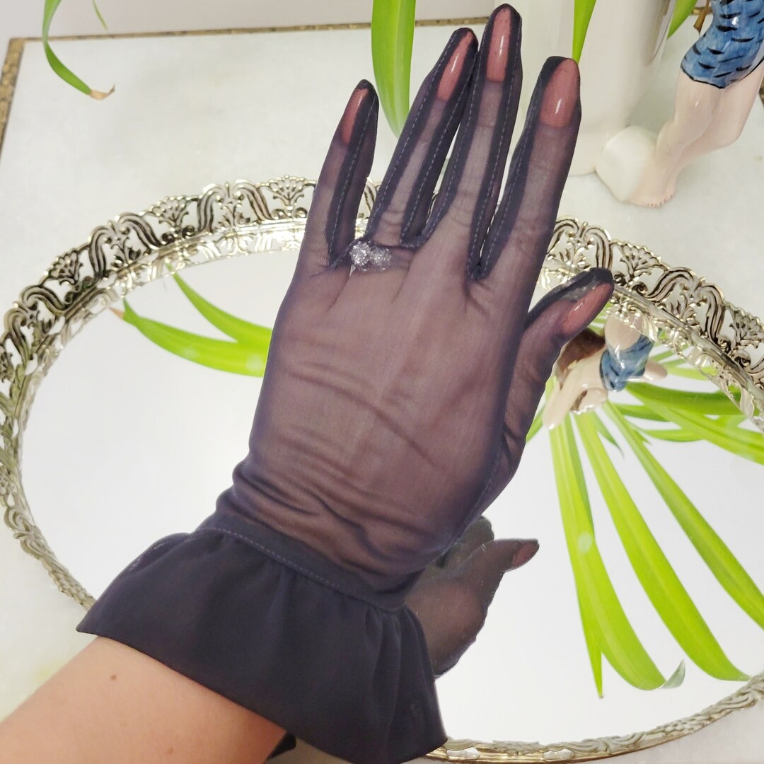 Vintage 50s Sheer Ruffle Gloves Romantic Short Gloves - Etsy