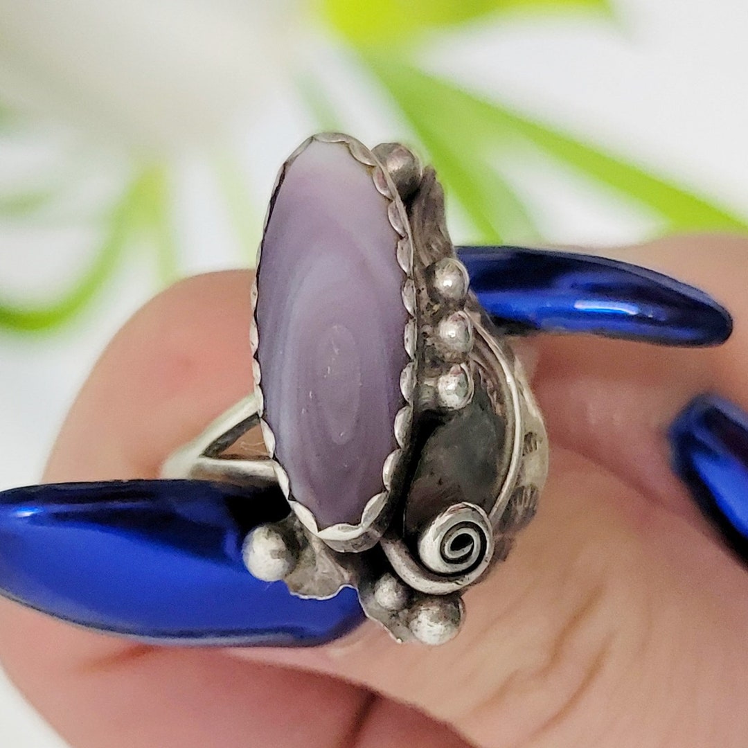 Vintage 70s Navajo Wampum Quahog Shell Ring With Leaf Detail - Etsy