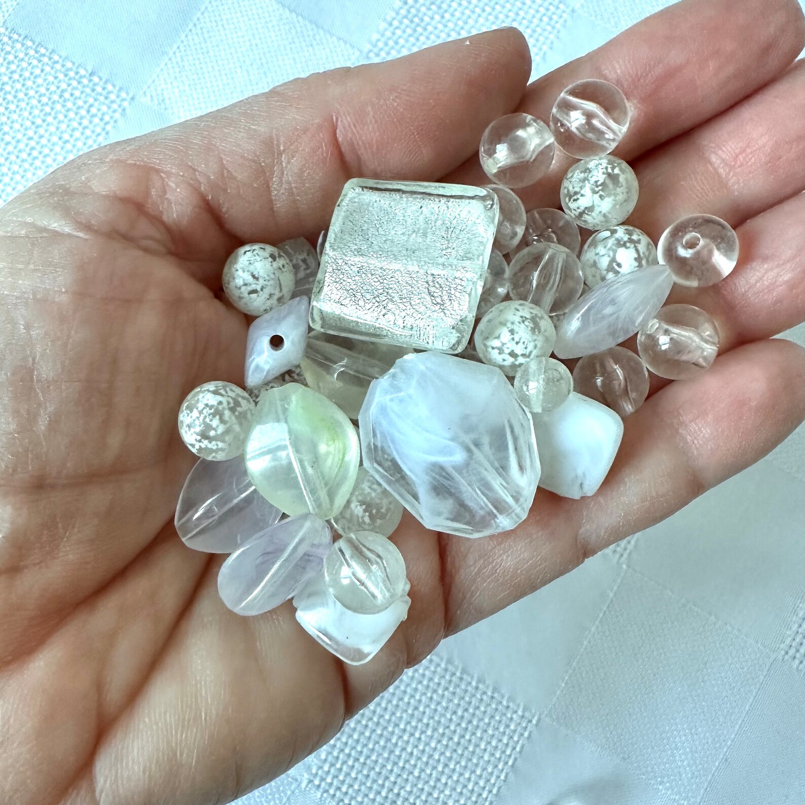1/4 Cup 66g 2.3oz Clear Frosted Destash Mixed Bead Lot, Bundle of Beads ...
