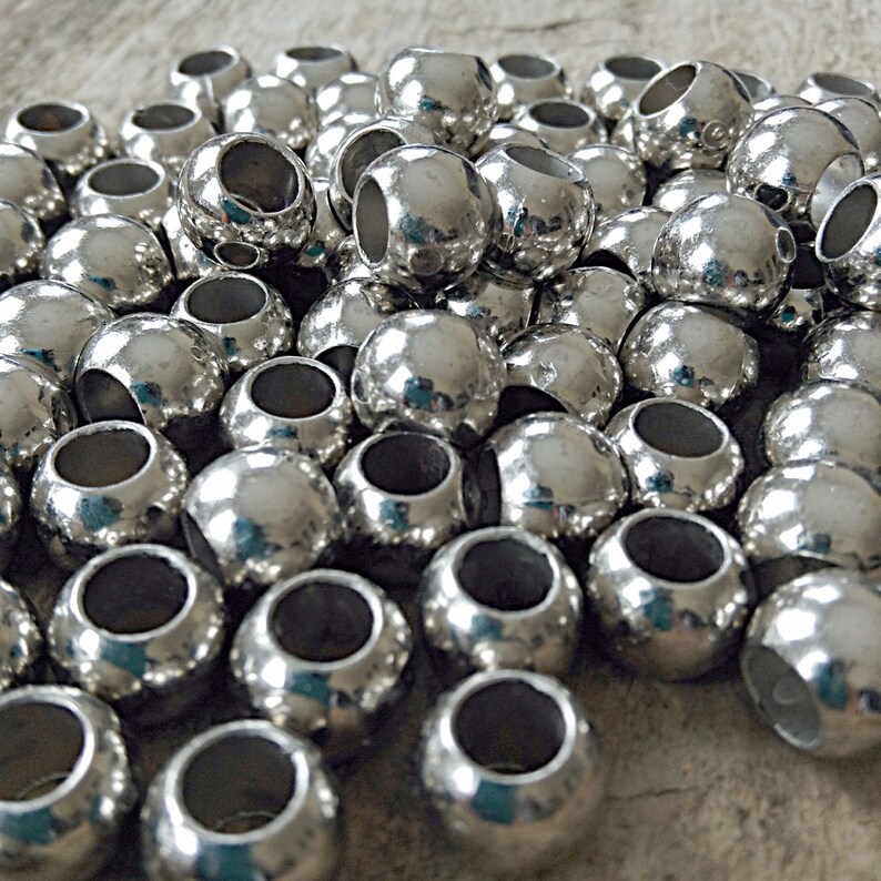 50pcs Small Silver Beads, Large Hole Beads, CCB 7mm With 5mm Hole - Etsy