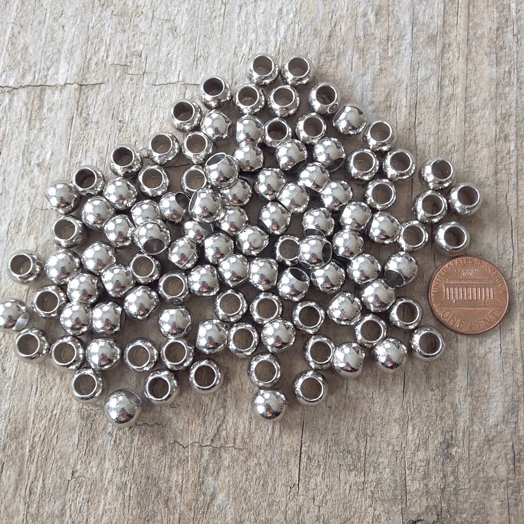 50pcs Small Silver Beads, Large Hole Beads, CCB 7mm With 5mm Hole - Etsy