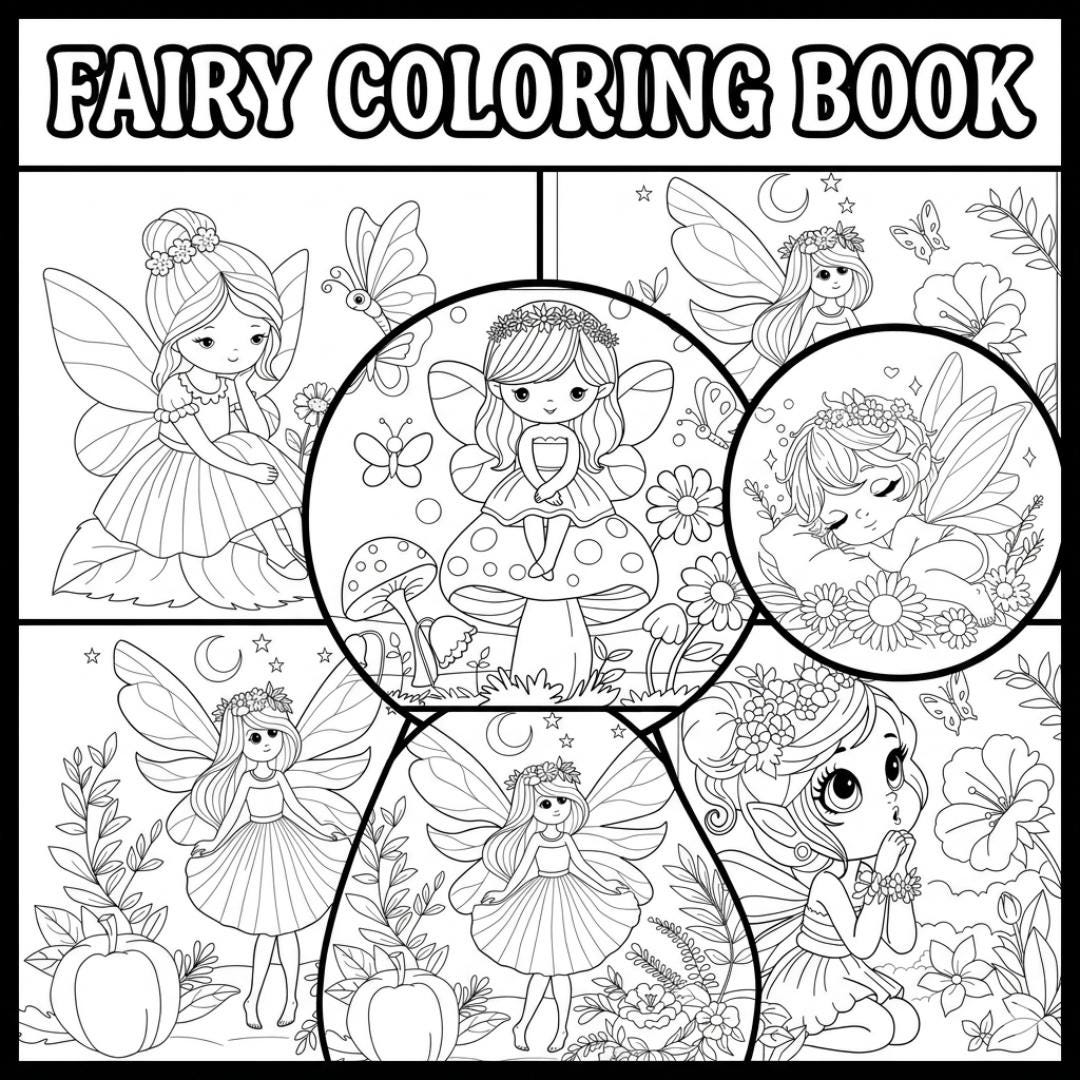 Fairy Coloring Pages for Kids, Cute Fairy Coloring Book Printable ...